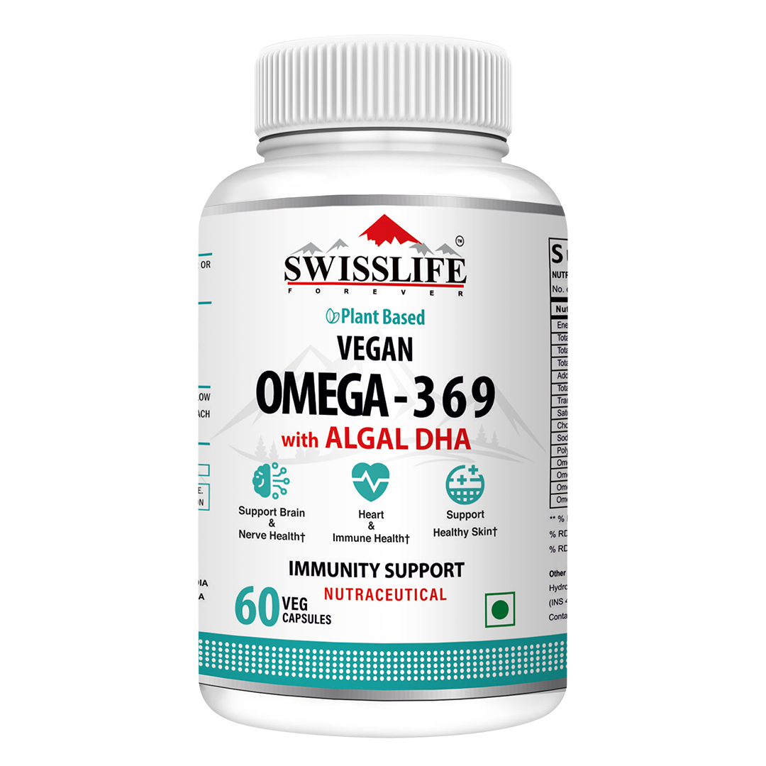 Buy Plant Based Vegan Omega 3 6 9 with ALGAL DHA Oil Capsules for Men & Women – SWISSLIFE FOREVER